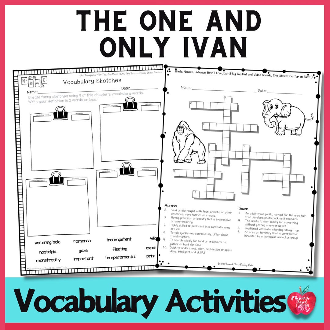 The One and Only Ivan Vocabulary Games: Engaging Word Study Activities ...