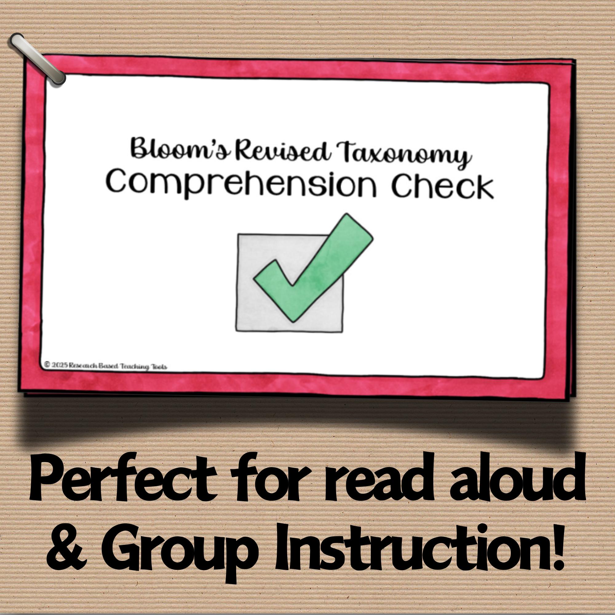 Bloom's Taxonomy Reading Comprehension Cards: Critical Thinking ...