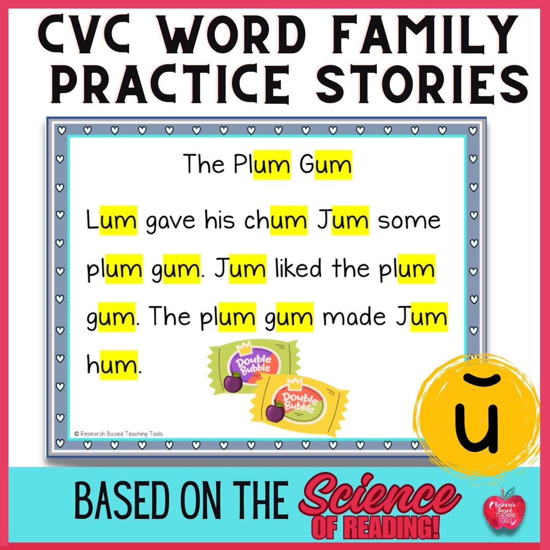 CVC Short Vowel U Word Family Stories: Phonics Practice for Early ...