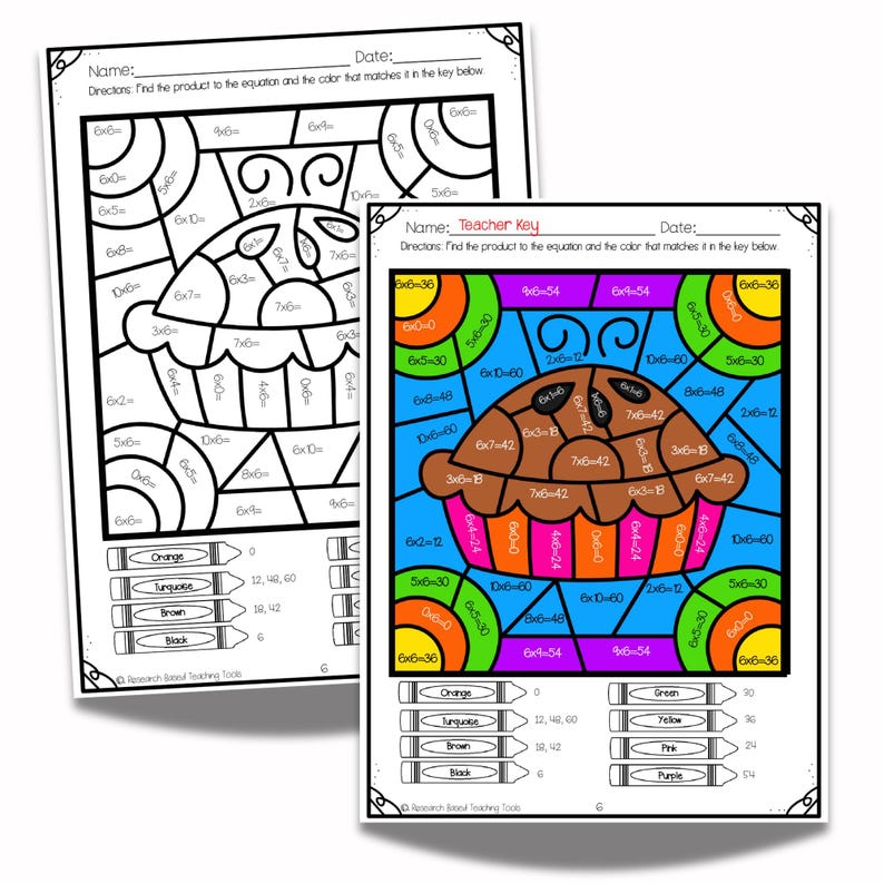 Thanksgiving Multiplication Color by Number: Holiday Math Worksheets ...
