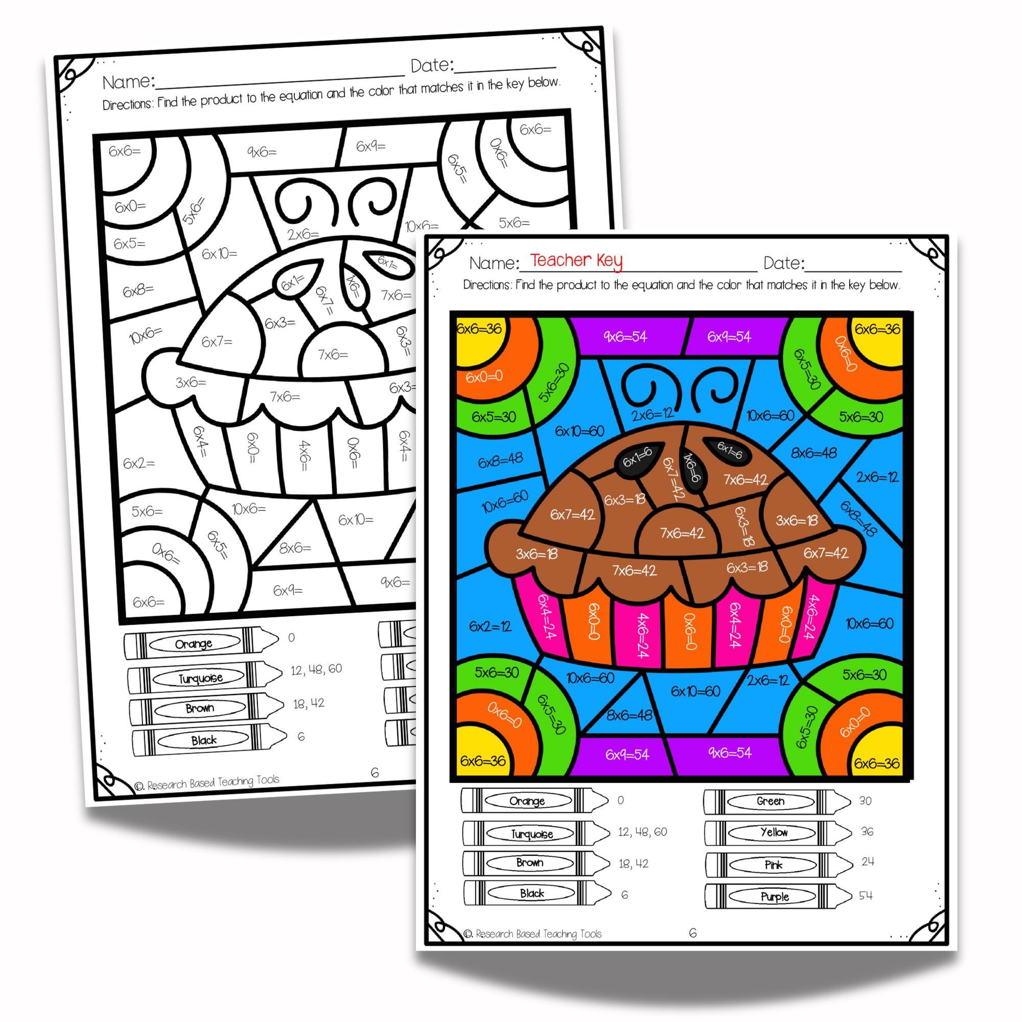 Thanksgiving Multiplication Color by Number: Holiday Math Worksheets ...