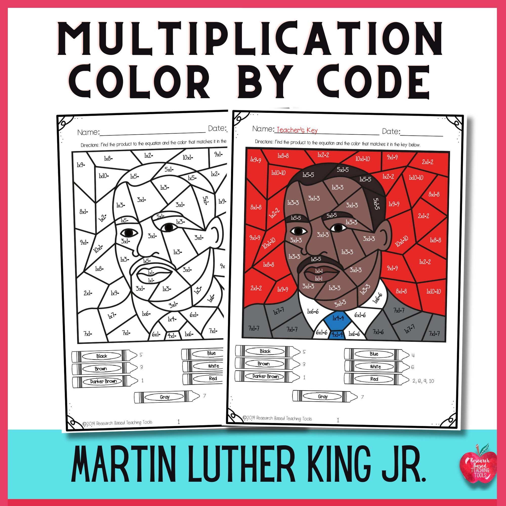 MLK Jr. Multiplication Color-by-number: Educational Math Worksheets for ...