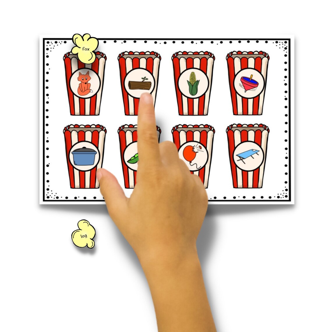 CVC Word Activities: Matching Mats Popcorn Theme - Etsy