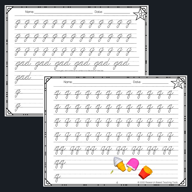 Cursive Writing Practice Worksheet Printable Workbook Script Tracing ...