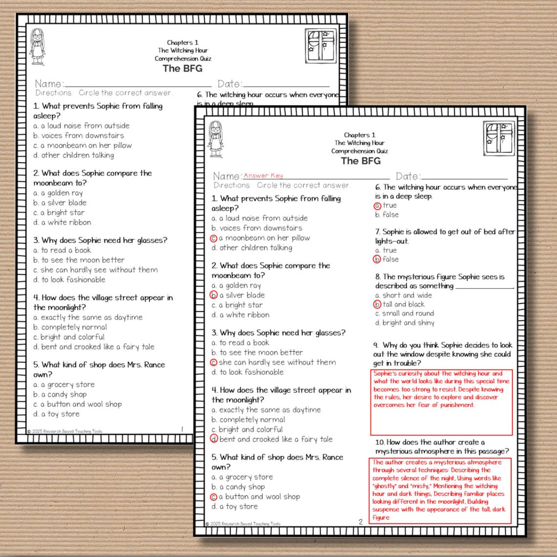 BFG Chapter Quizzes: Roald Dahl's Novel Comprehension Assessment With ...