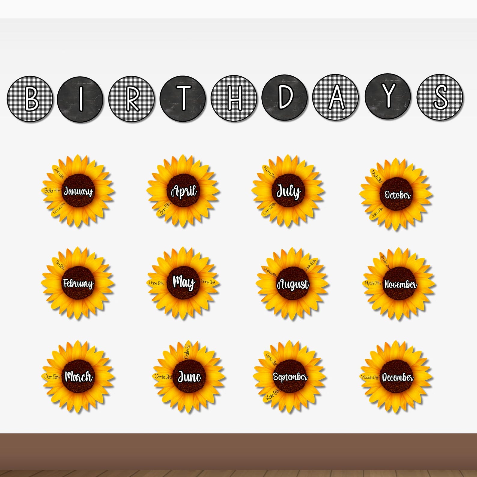 Sunflower Classroom Decor Set: Calendar, Birthday Chart, Weather ...