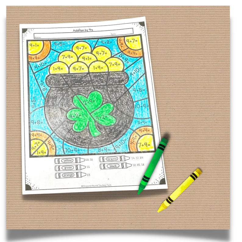 St. Patrick's Day Color-by-code Addition Worksheets: Fun Math Activity ...