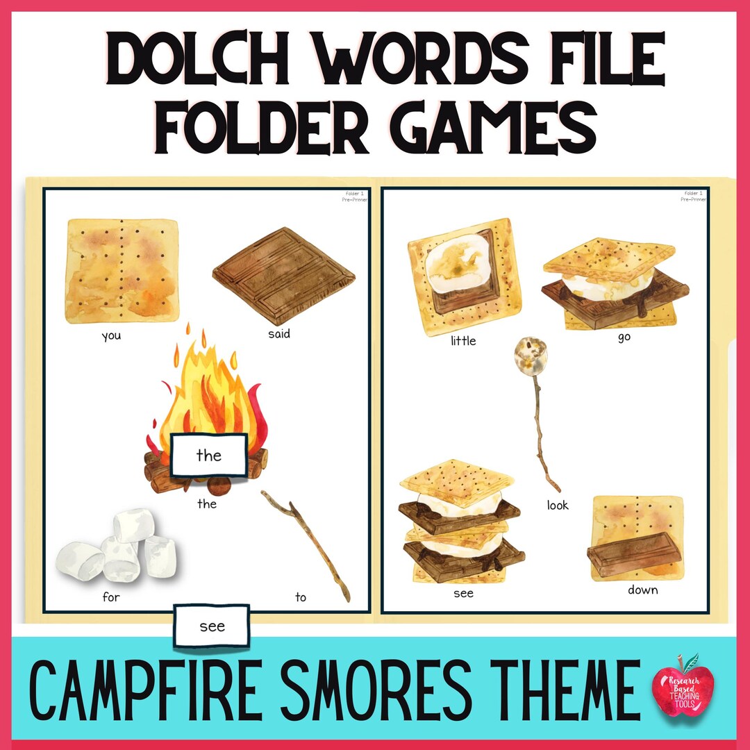Campfire S'mores Sight Word File Folder Games: Dolch Pre-k to 3rd Grade ...