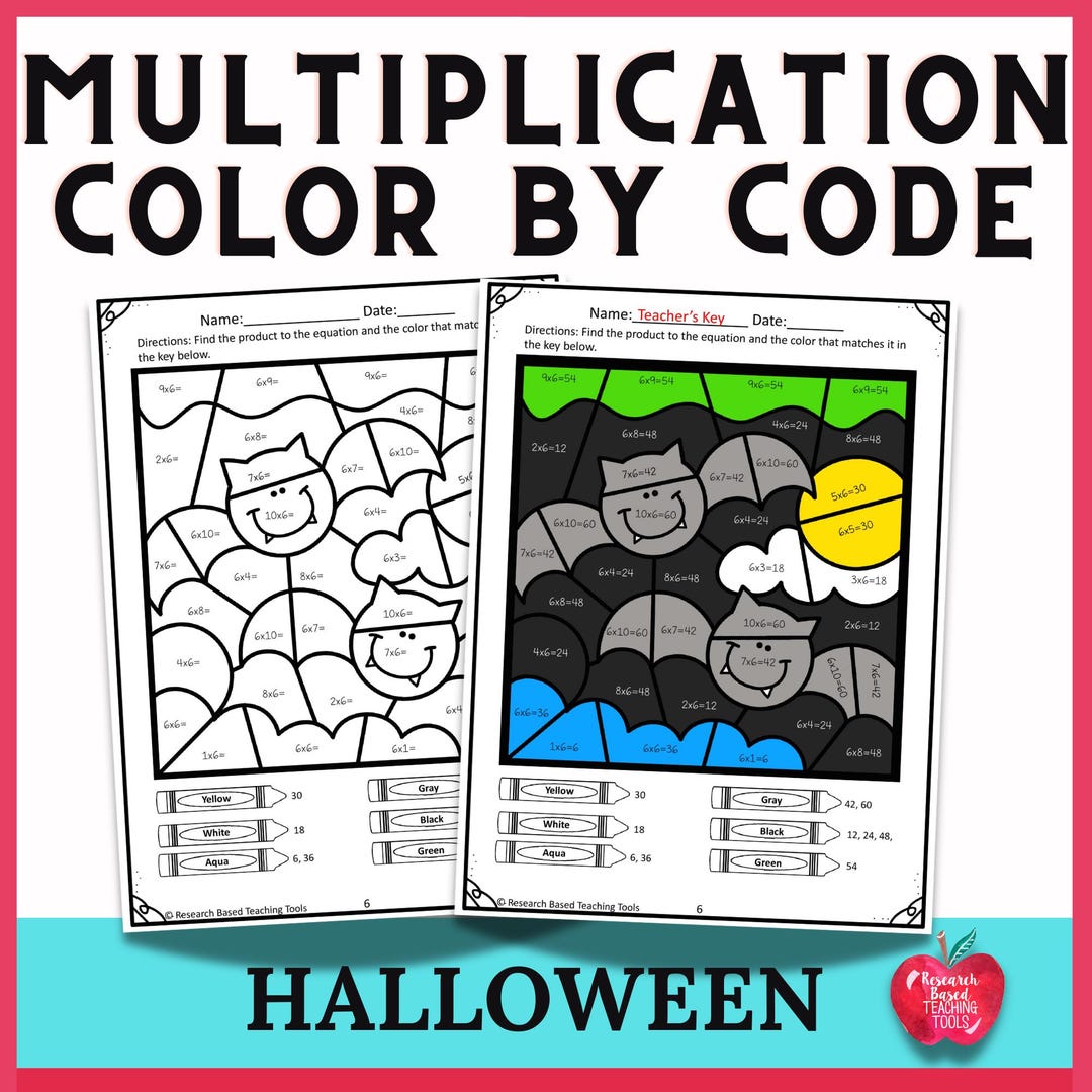 Halloween Math Fun: Multiplication Color-by-number Worksheets for Kids ...