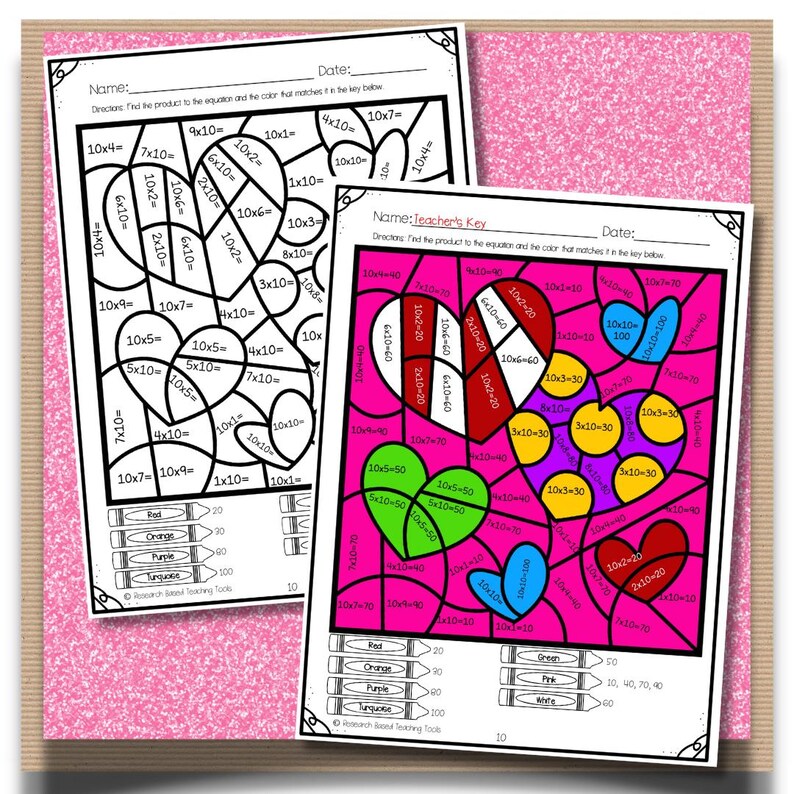 Valentine's Multiplication Coloring Sheets: Fun Math Practice for 3rd ...