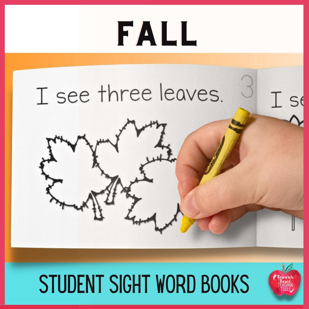 Fall Sight Word Books Counting and Color Words for Kindergarten and 1st ...