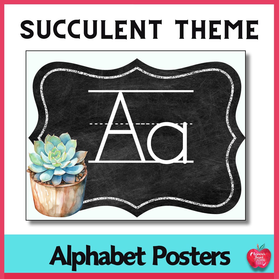 Chalkboard Succulent Alphabet Posters: A-Z Full Page Letters for ...