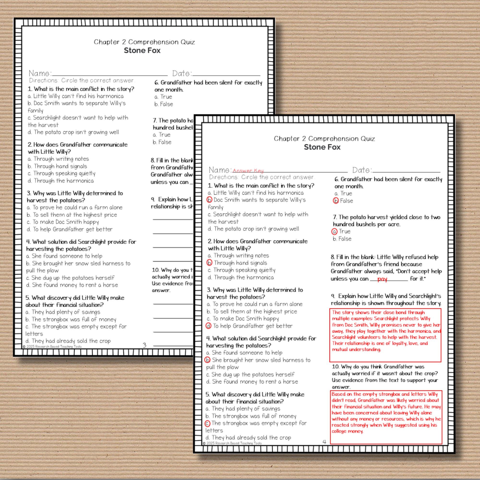 Stone Fox Novel Study: Reading Journal, Quiz Pack & Writing Prompts for ...