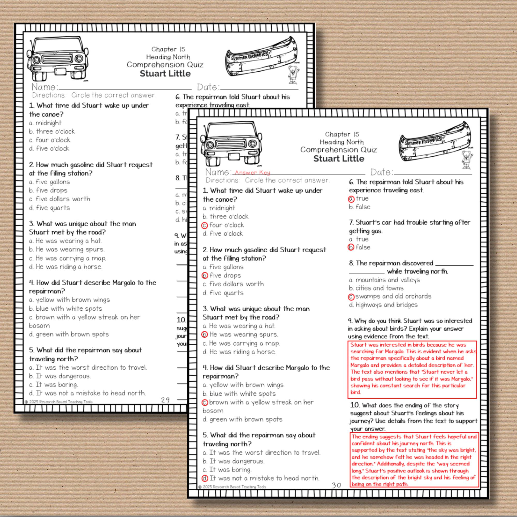 Stuart Little Novel Study Bundle | Quizzes, Journal, and Vocabulary ...