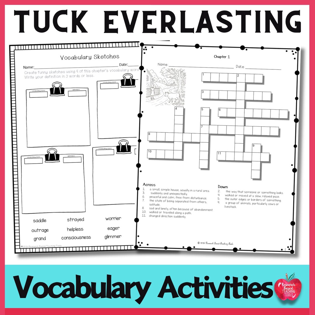 Tuck Everlasting Novel Study Pack: Vocabulary Games, Worksheets & ELA ...