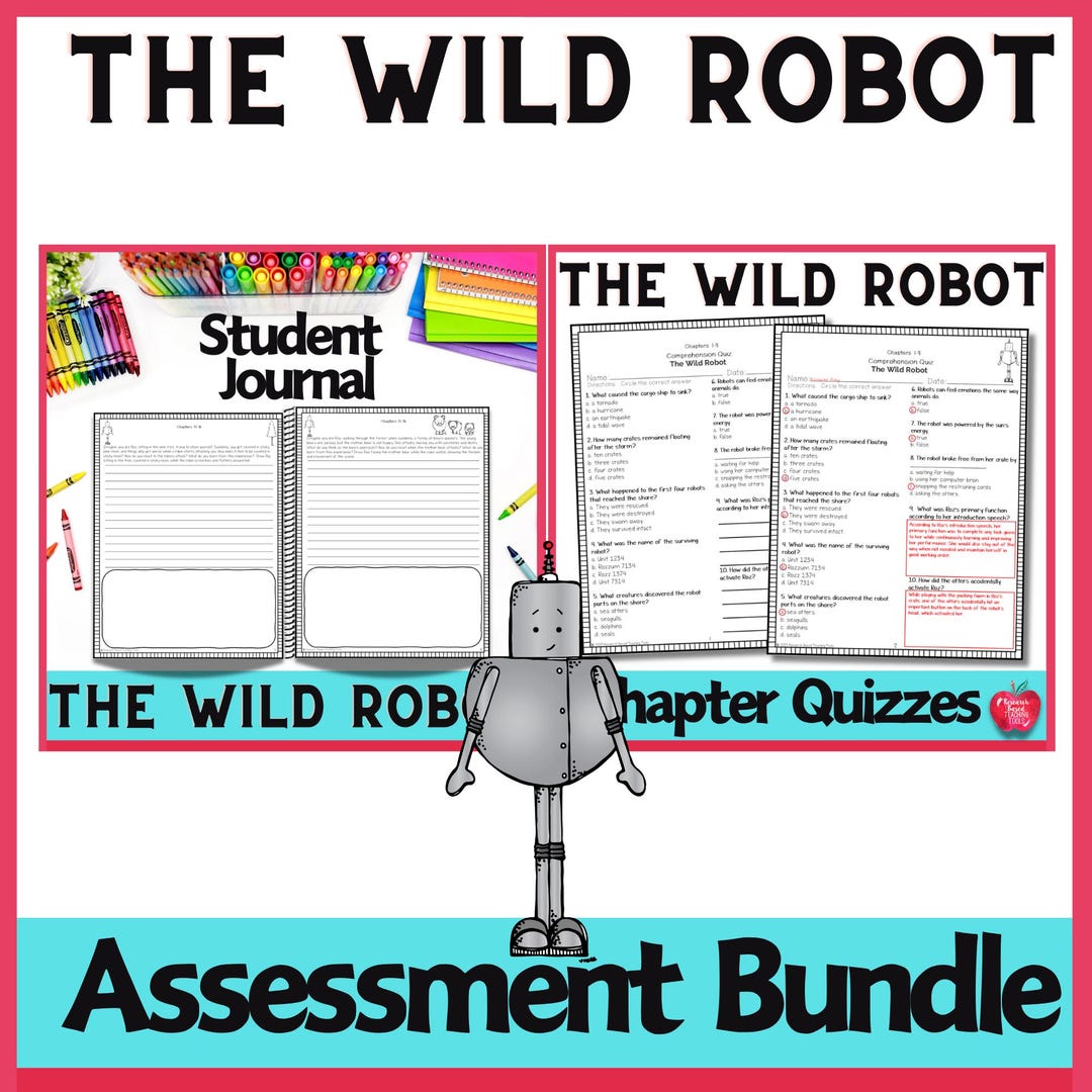 The Wild Robot Bundle - Quizzes and Writing Journal, Novel Study ...