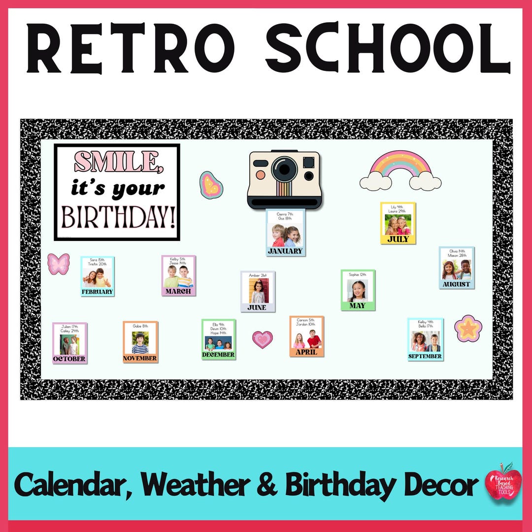 Vintage-inspired Classroom Calendar & Birthday Display: Retro ...