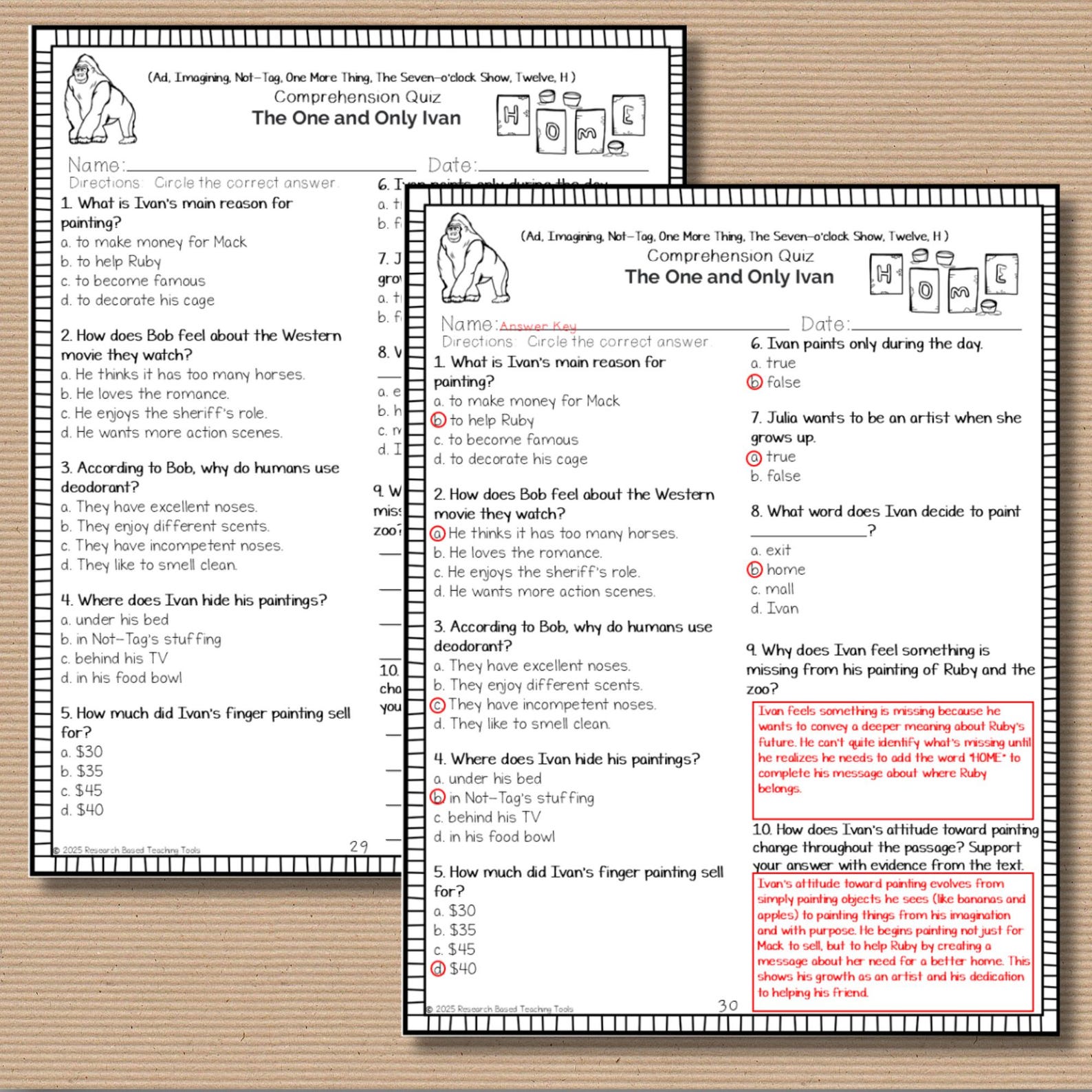 The One and Only Ivan Chapter Quizzes: Comprehensive Novel Study ...