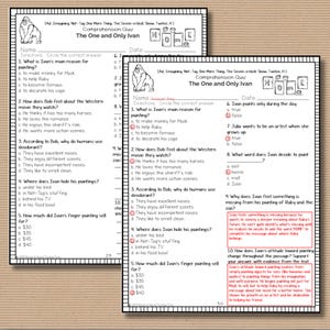 The One and Only Ivan Chapter Quizzes: Comprehensive Novel Study ...