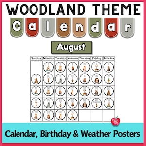 Woodland Animal Classroom Calendar Set: Forest Theme Decor With Weather ...