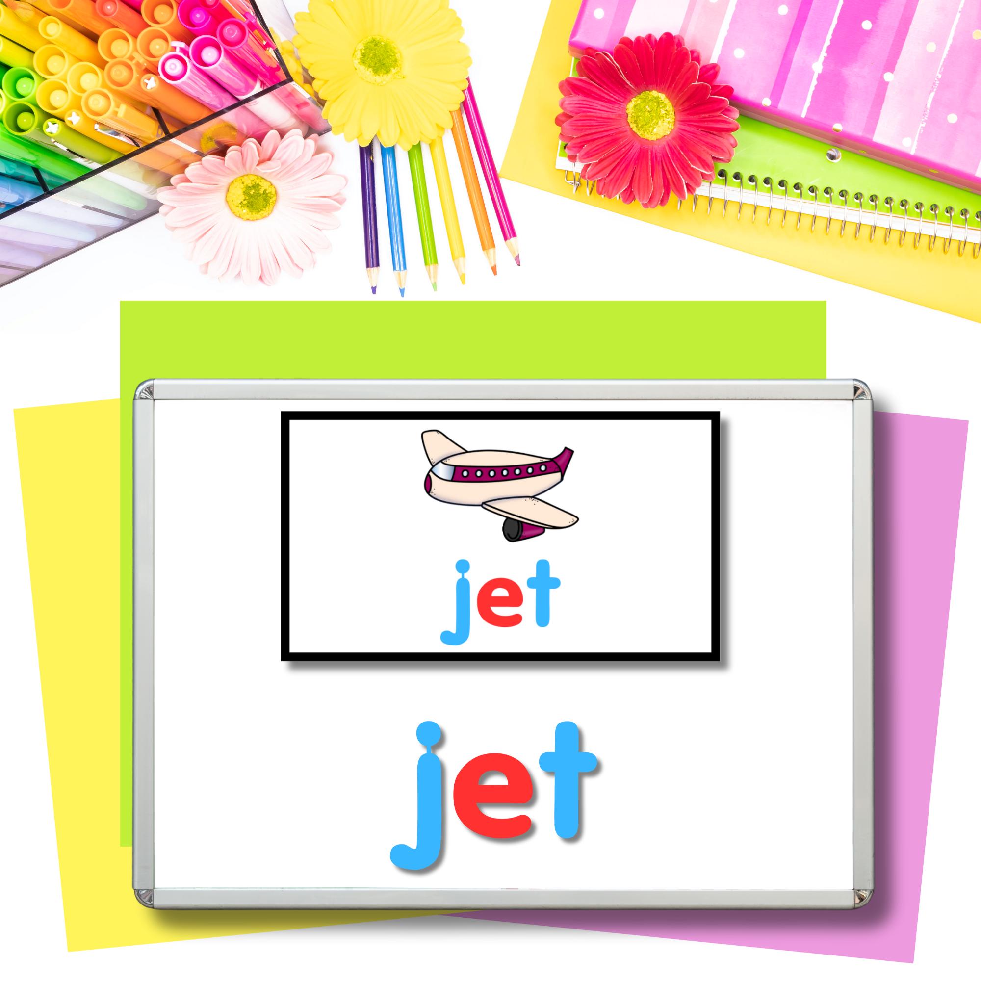 Short Vowel E CVC Word Cards for Phonics Building With Magnetic Letters ...