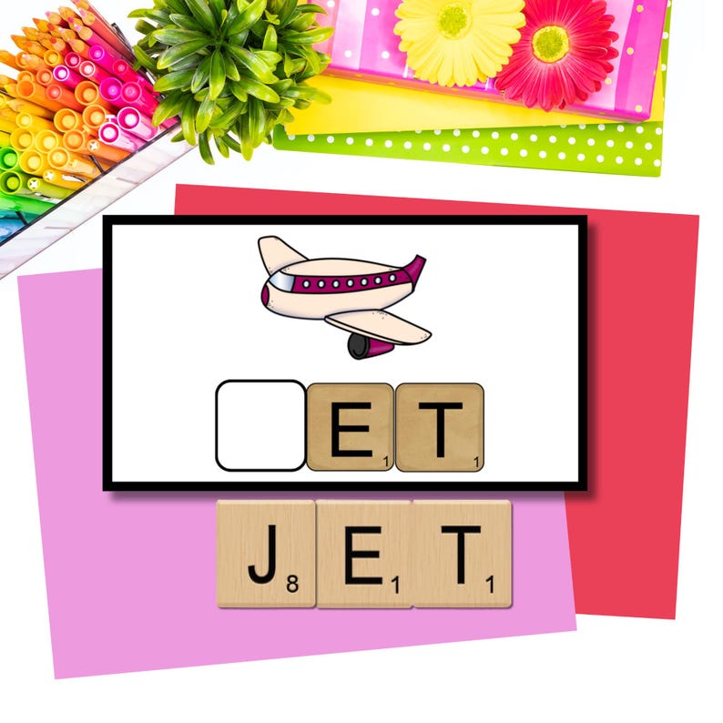 Short Vowel E CVC Word Tile Cards | Phonics Building Activities for ...