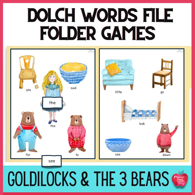 Goldilocks Sight Word File Folder Games: Prek-3rd Grade Reading ...
