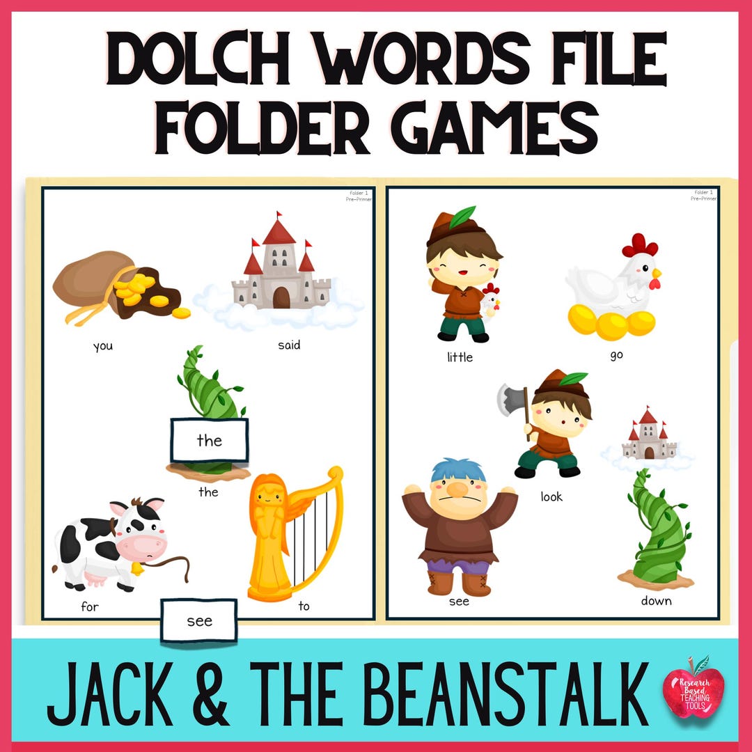 Fairy Tale Sight Word Games: Jack and the Beanstalk File Folder ...