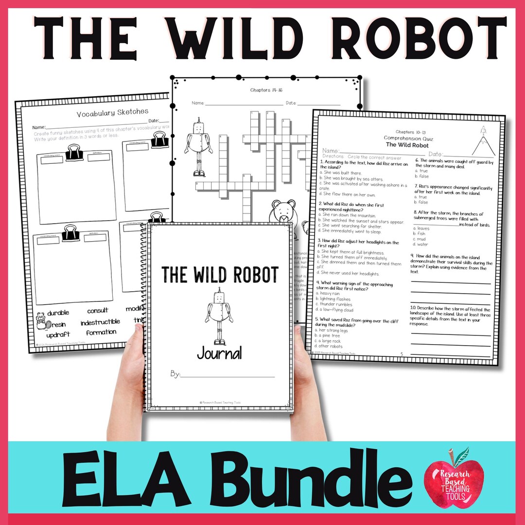 The Wild Robot ELA Bundle - Quizzes, Writing Journal, Vocabulary Games ...