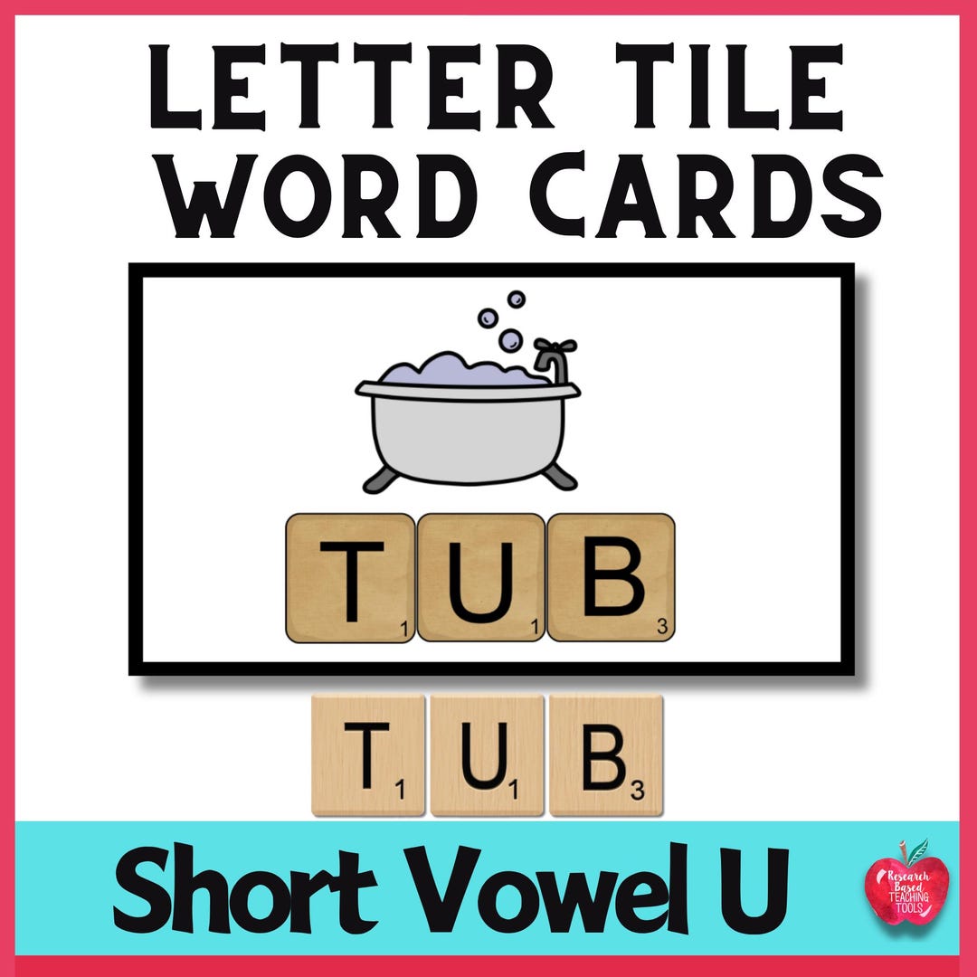 Short Vowel U CVC Word Building Cards | Letter Tile Phonics Activity ...