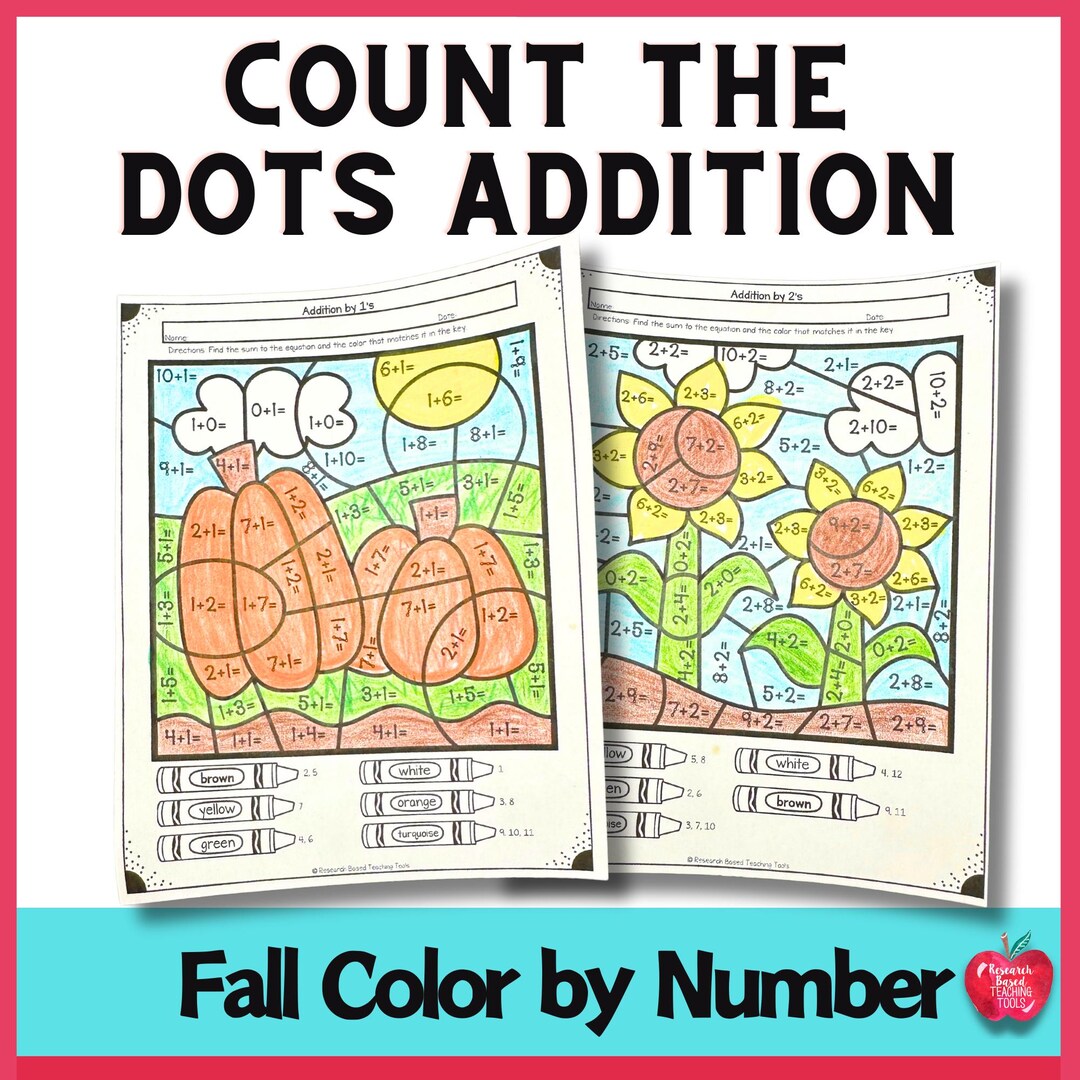 Autumn-themed Color by Number Addition Worksheets: Fun Math Practice ...