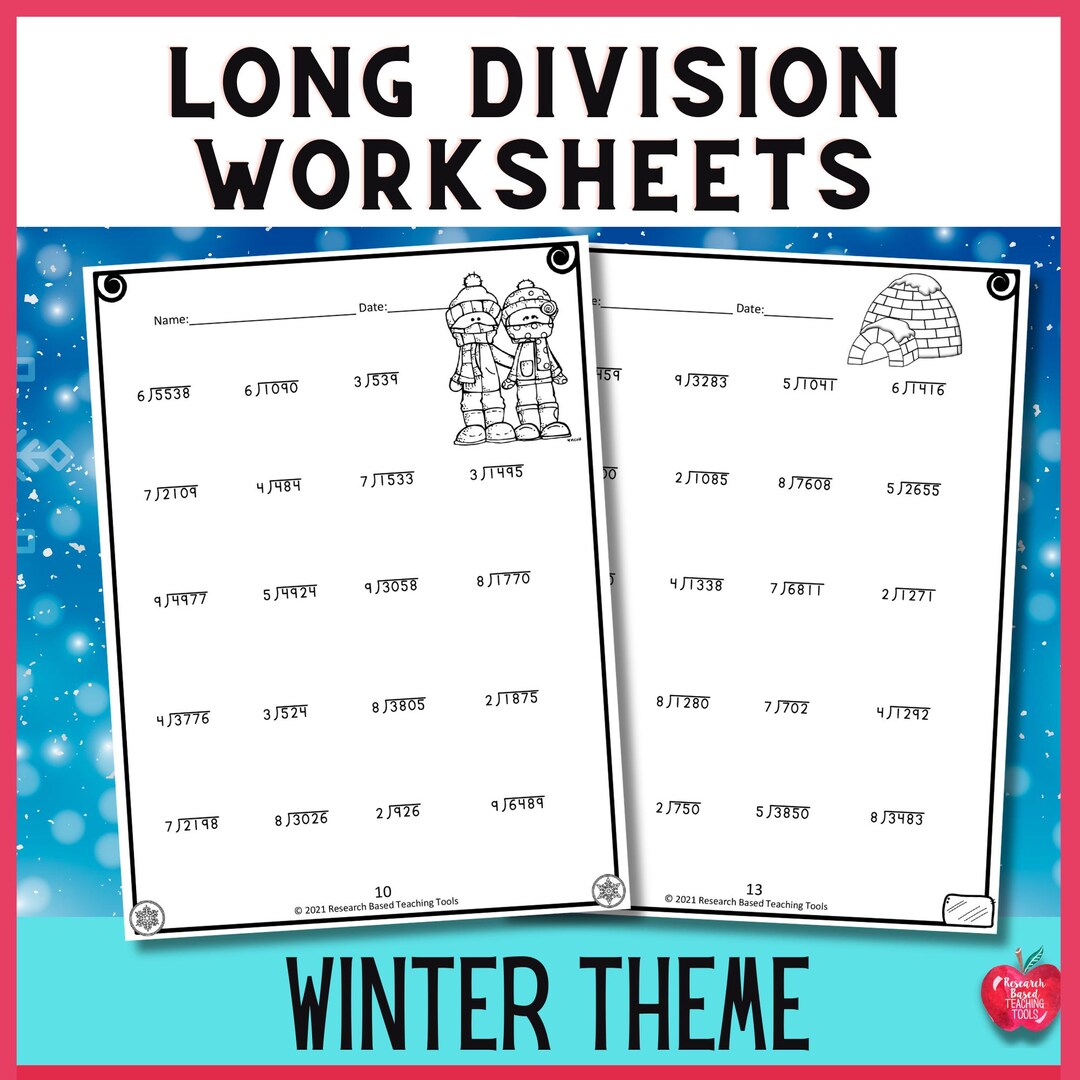 Winter-themed Long Division Worksheets for 4th-5th Grade | Homeschool ...
