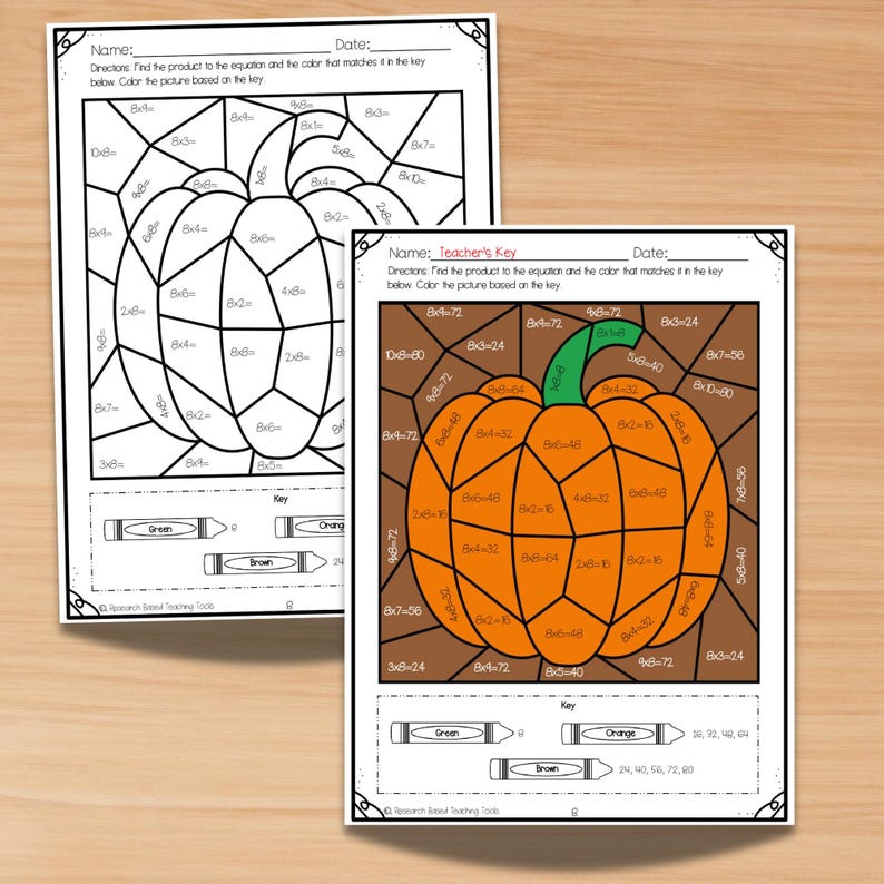 Autumn Multiplication Color-by-number: Seasonal Math Fun for 3rd-5th ...