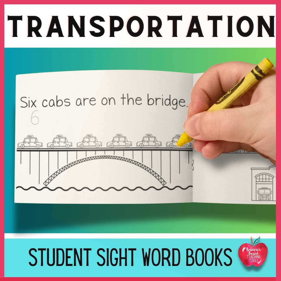 Transportation Themed Sight Words, Colors, and Counting Books for Early ...