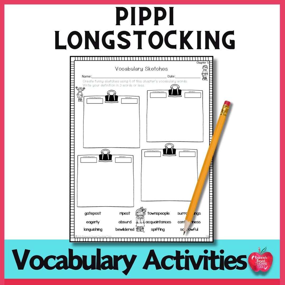 Pippi Longstocking Vocabulary Worksheets - Etsy