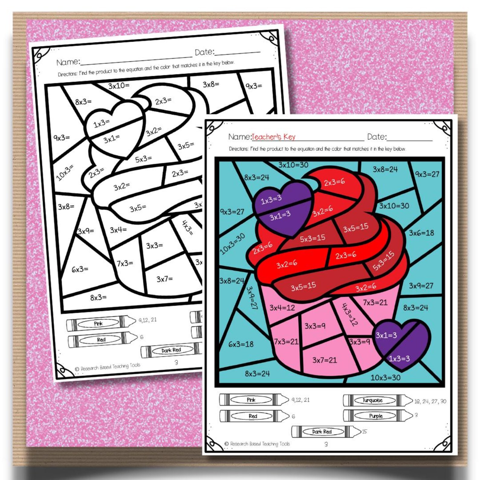 Valentine's Multiplication Coloring Sheets: Fun Math Practice for 3rd ...