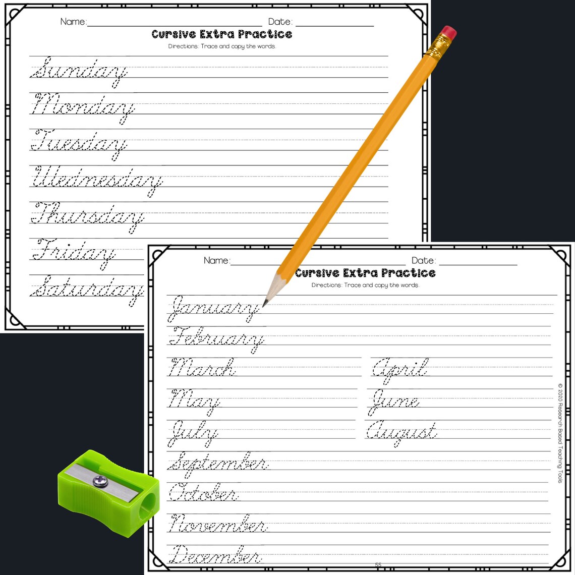 Cursive Writing Practice Worksheet Printable Workbook Script - Etsy