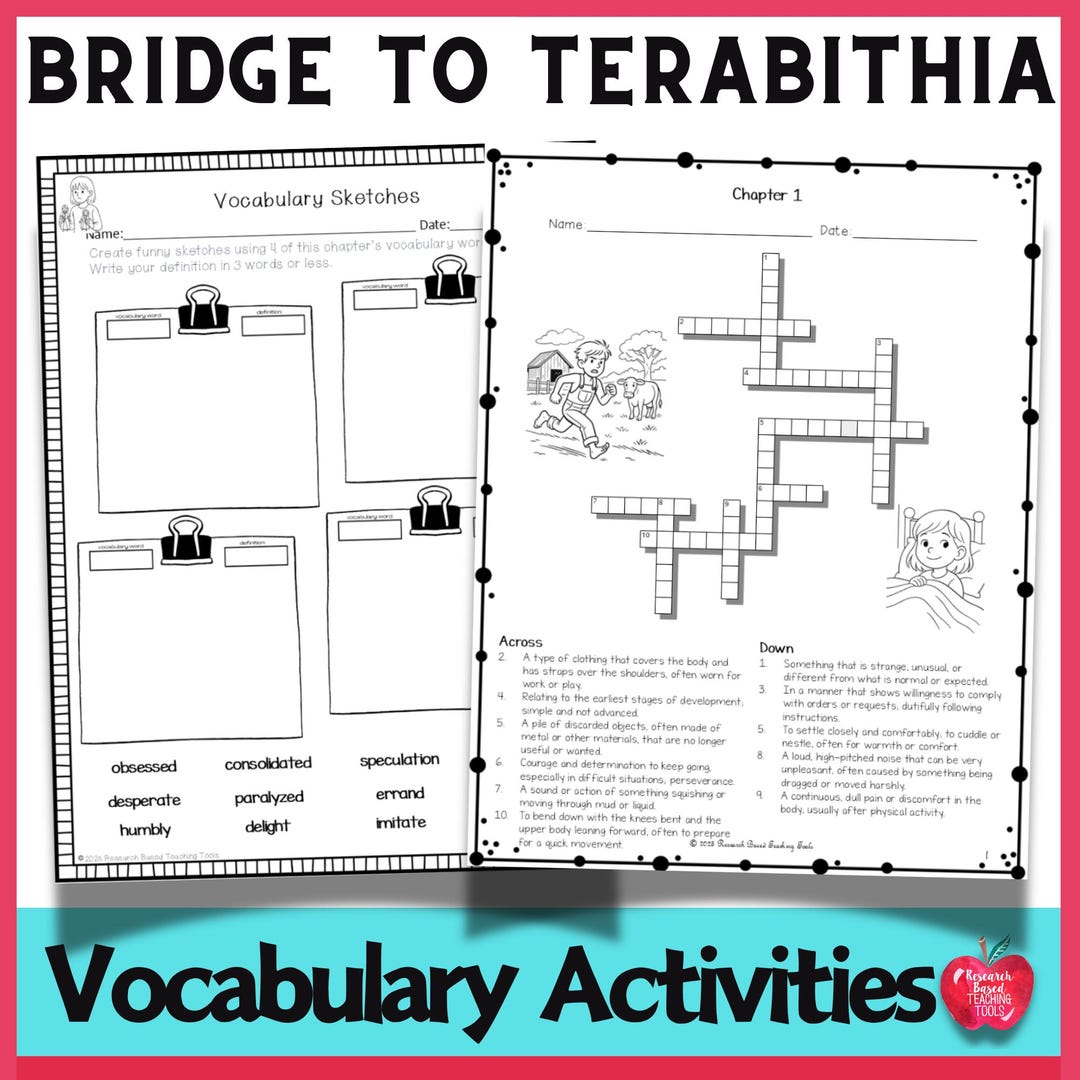 Bridge to Terabithia Vocabulary Bundle: Novel Study Activities for ELA ...