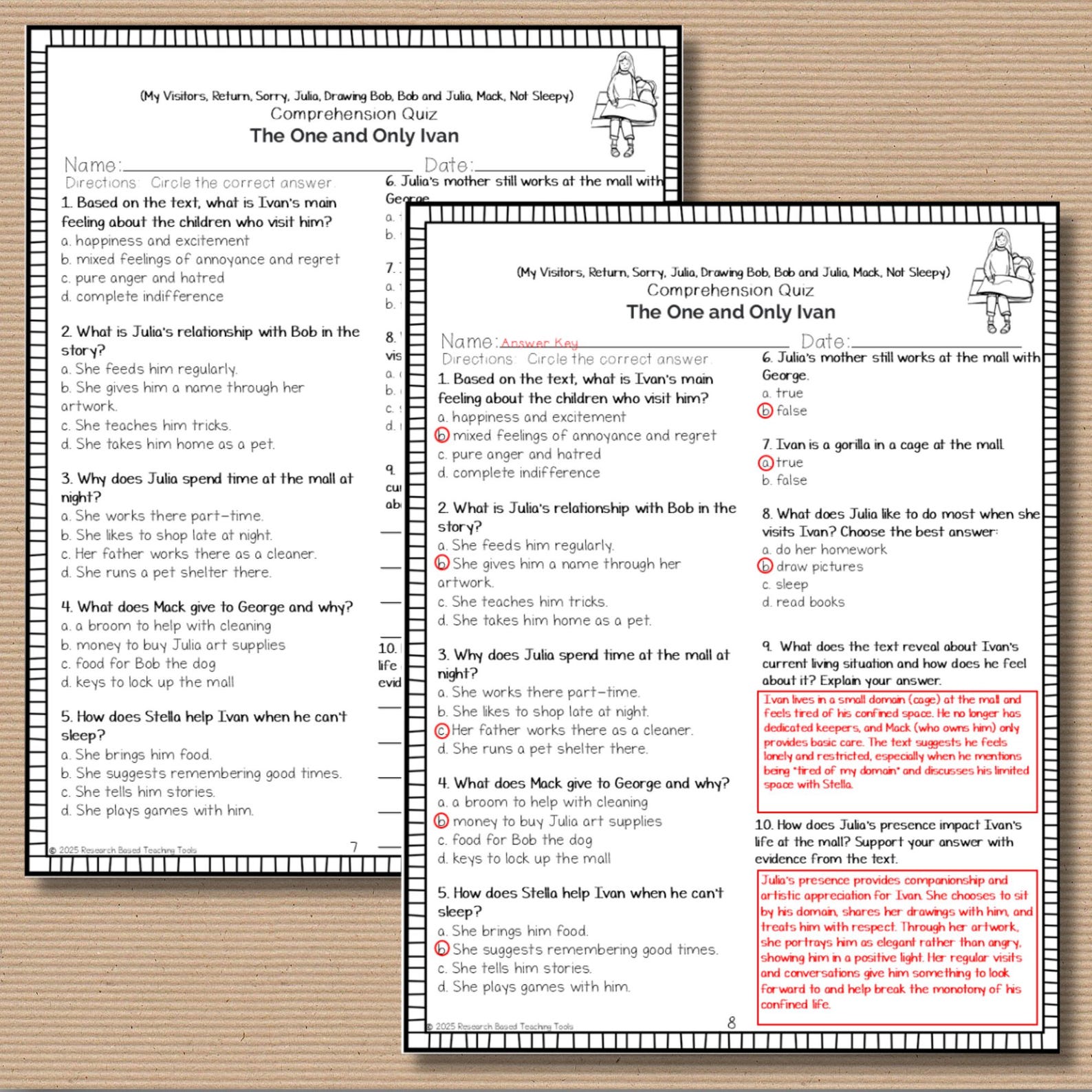 The One and Only Ivan Chapter Quizzes: Comprehensive Novel Study ...