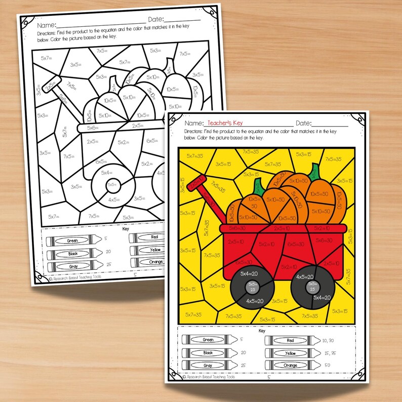 Autumn Multiplication Color-by-number: Seasonal Math Fun for 3rd-5th ...