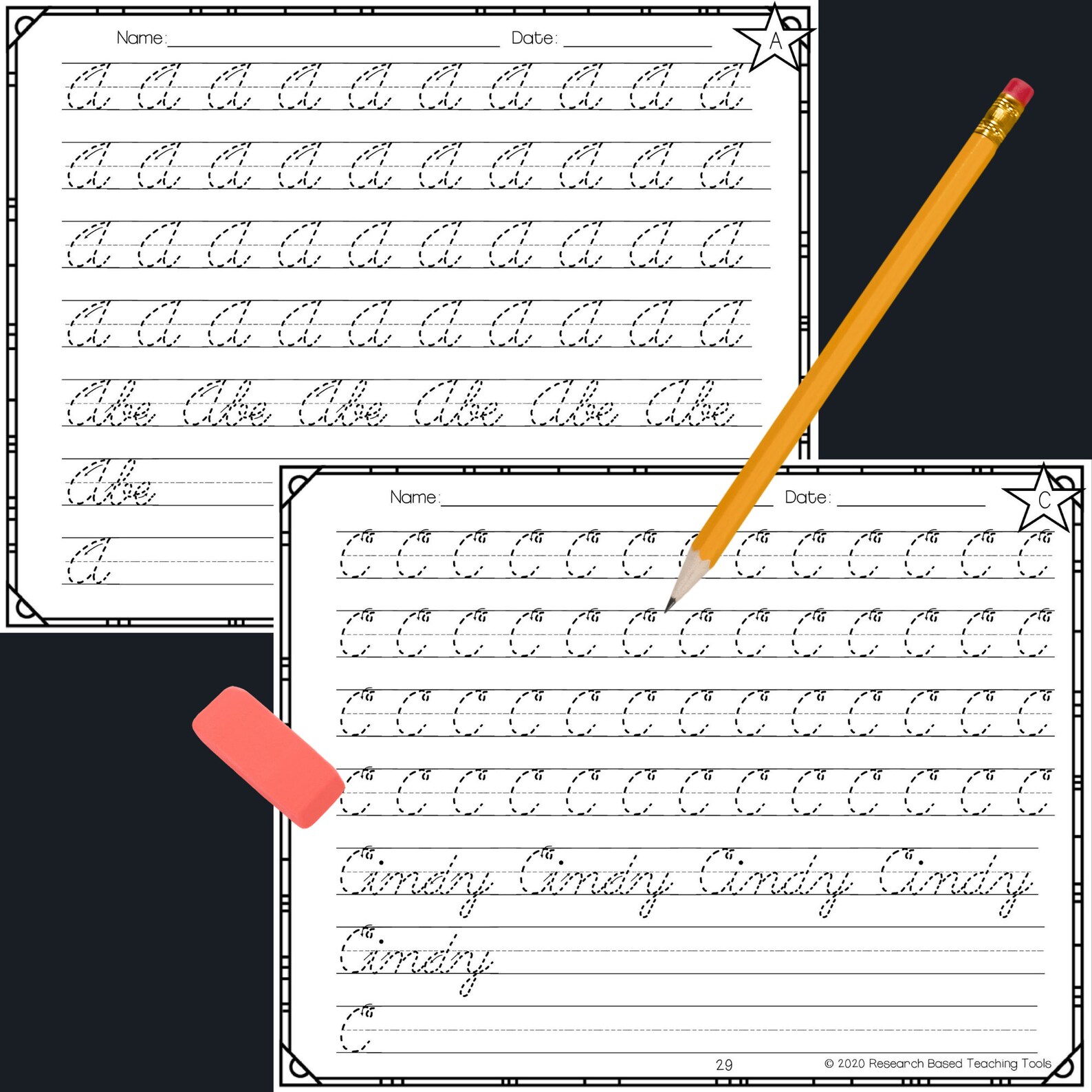 Cursive Writing Practice Worksheet Printable Workbook Script - Etsy