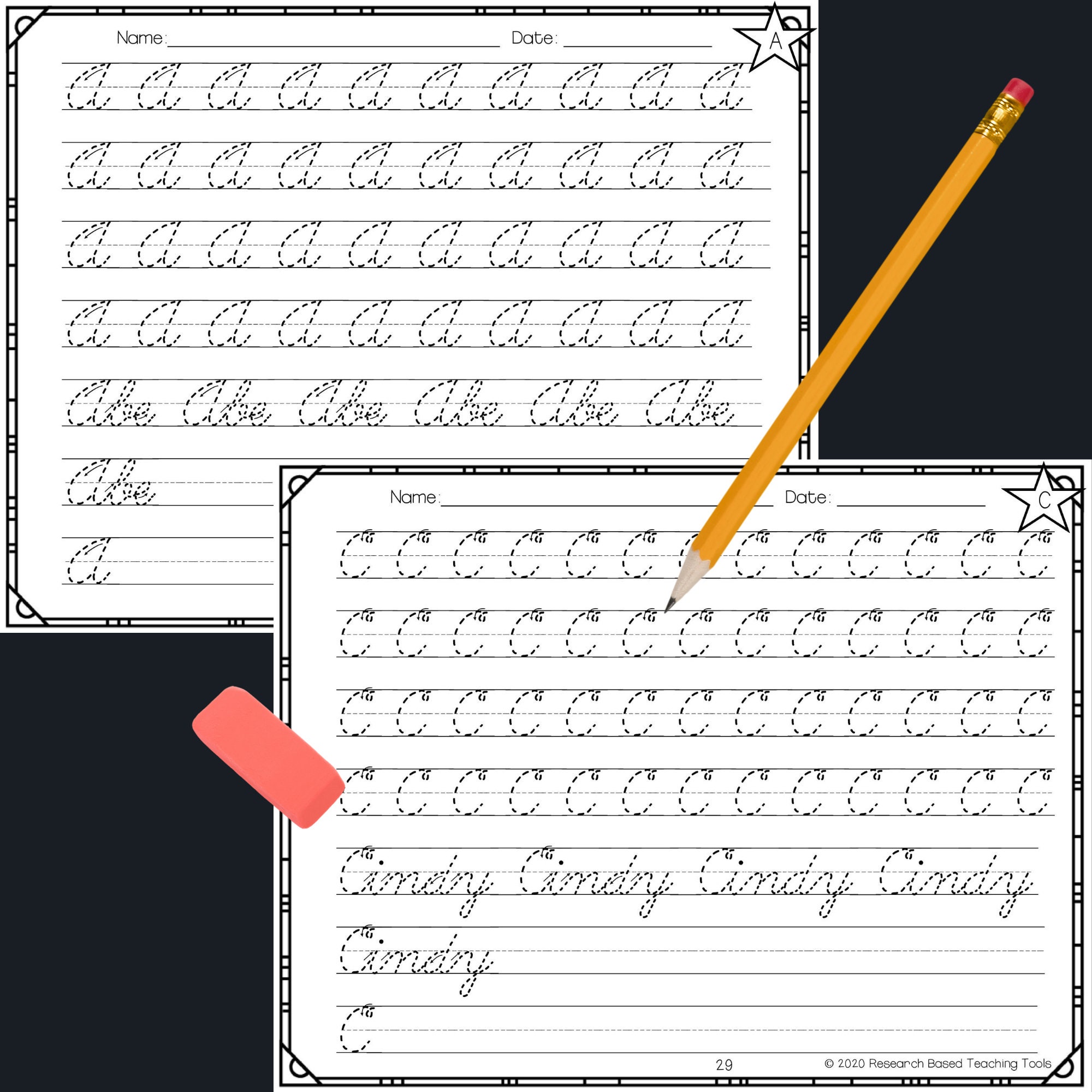 Cursive Writing Practice Worksheet Printable Workbook Script Tracing ...