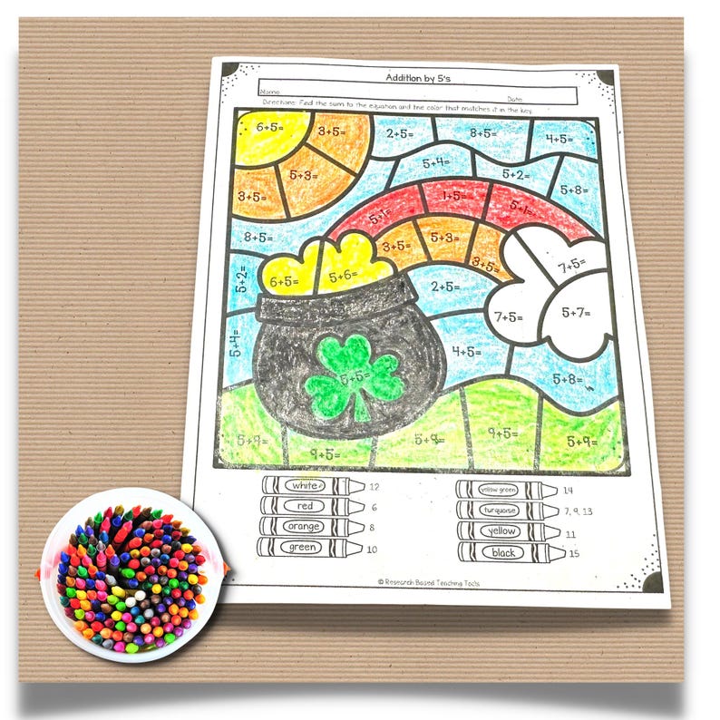 St. Patrick's Day Color-by-code Addition Worksheets: Fun Math Activity ...
