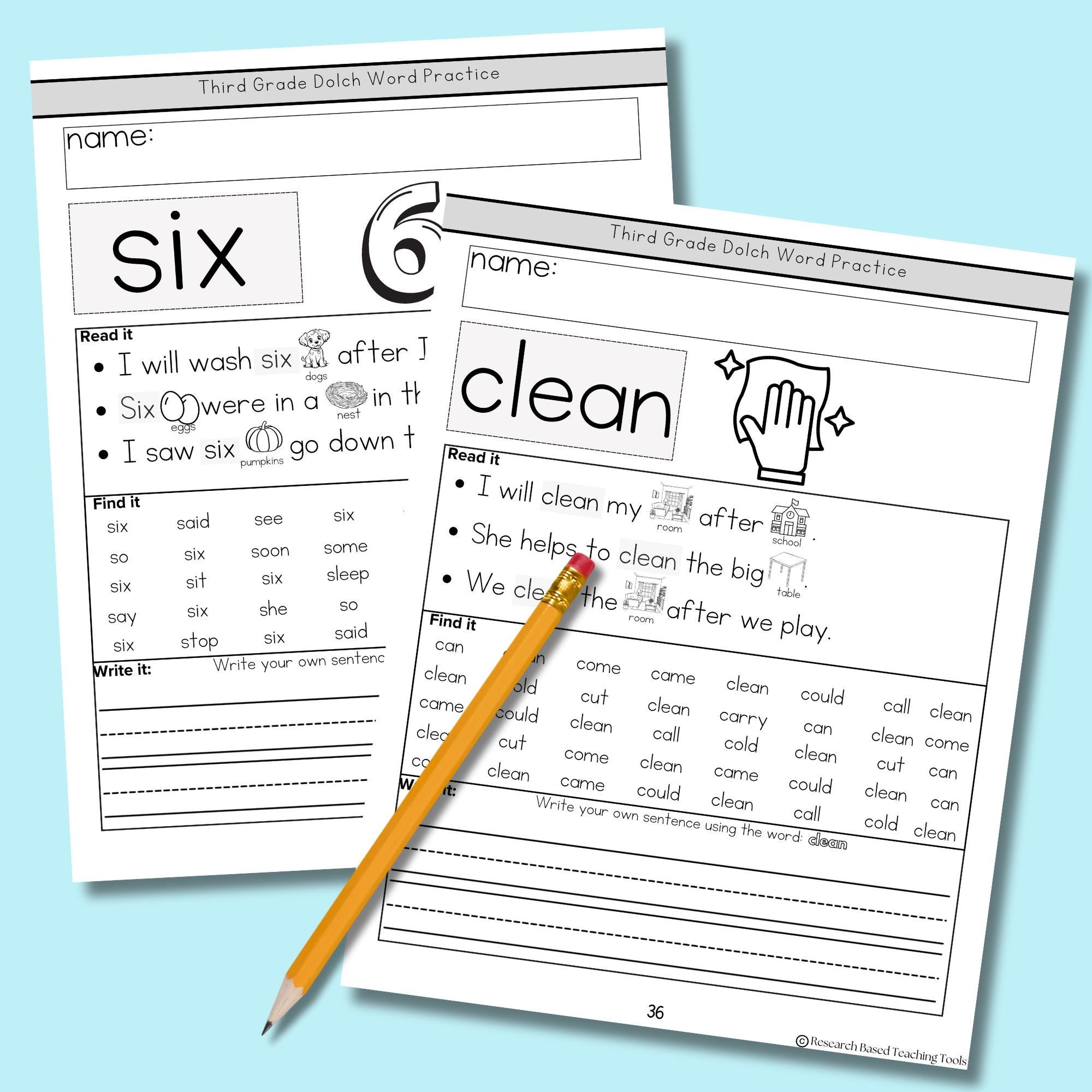 Grade 3 Dolch Sight Words: Fluency & Comprehension Worksheets for ...