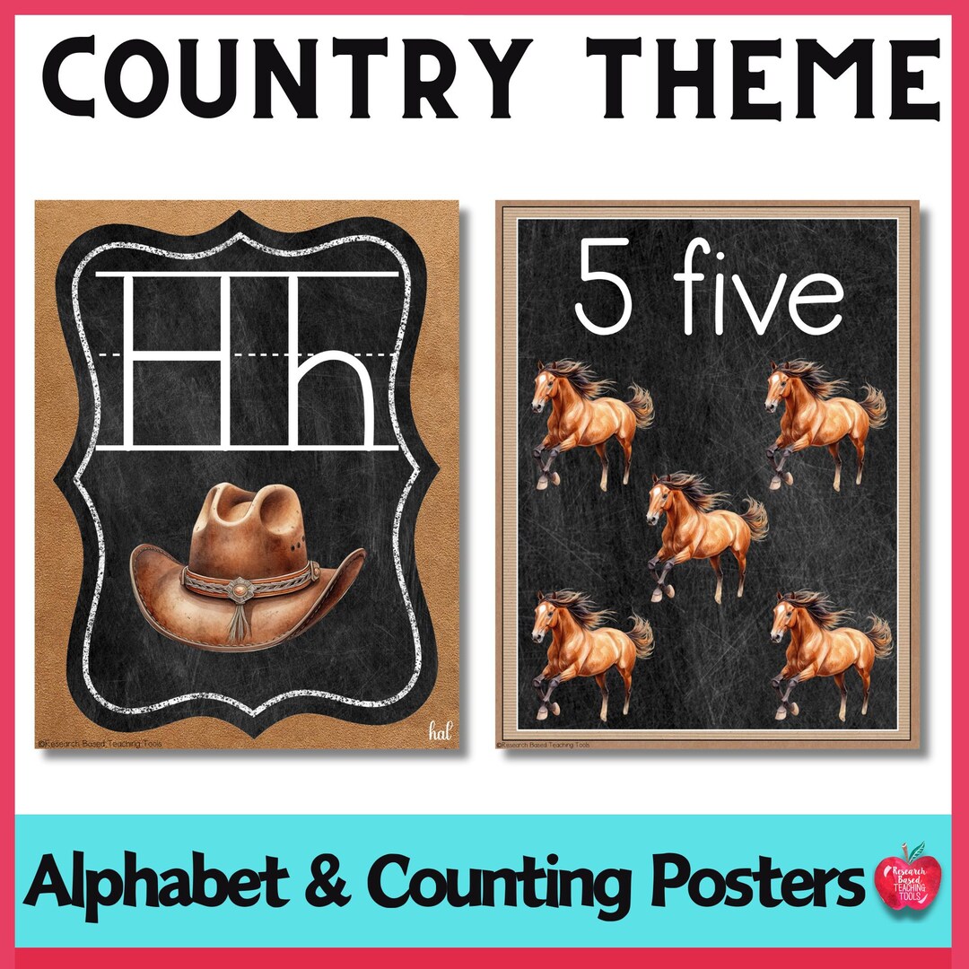 Western Cowboy Alphabet & Counting Posters: Rustic Classroom Decor ...
