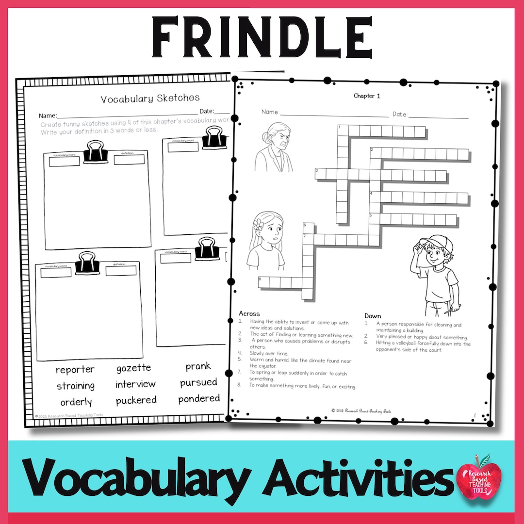 Frindle Vocabulary Activities: Printable Word Games, Crossword ...