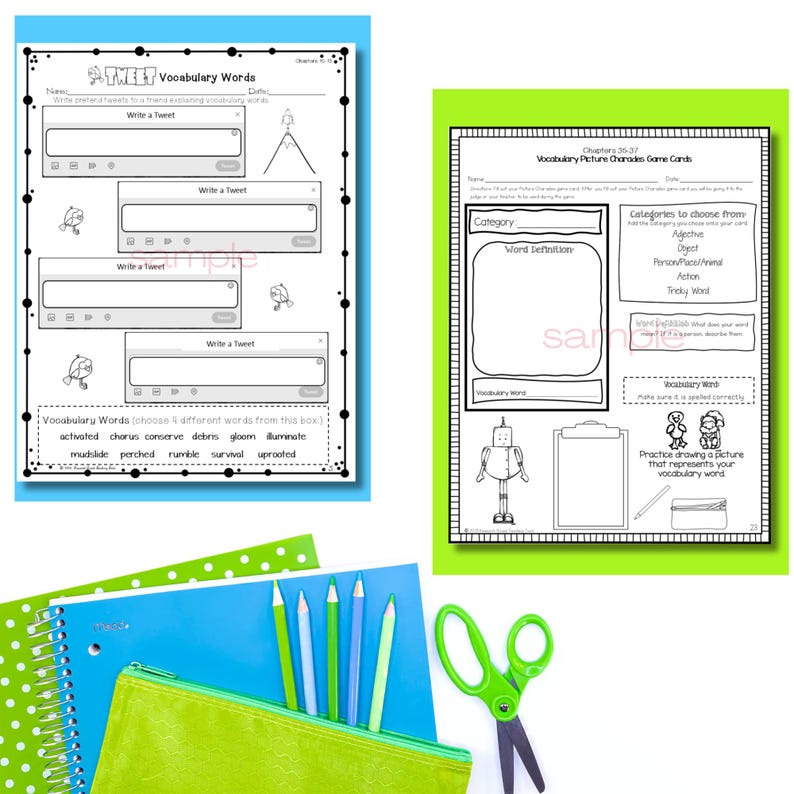 The Wild Robot Novel Study: Vocabulary Activities, Puzzles, Worksheets ...