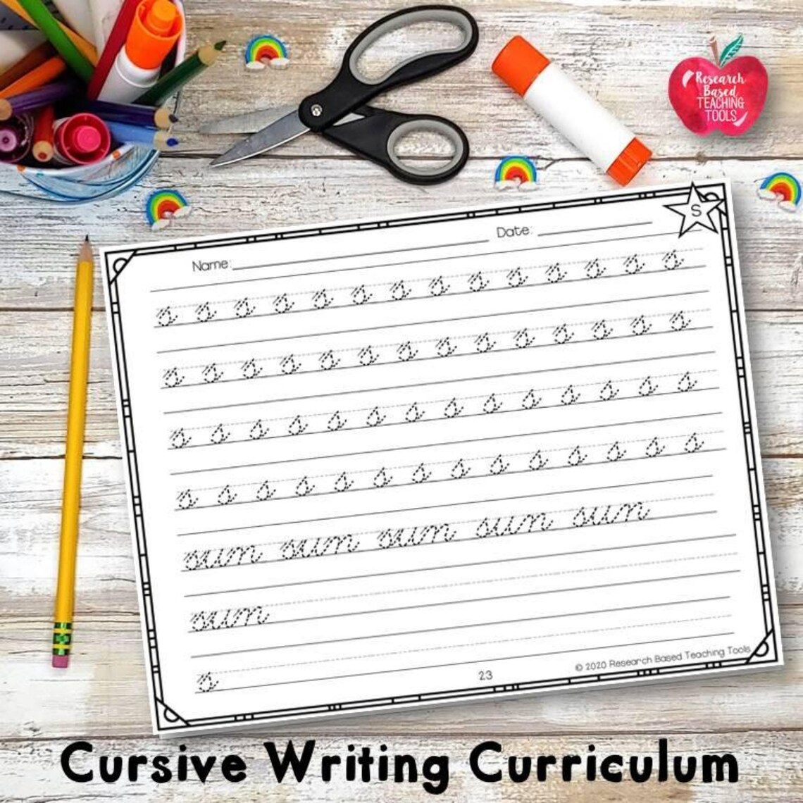 Cursive Writing Practice Worksheet Printable Workbook Script - Etsy