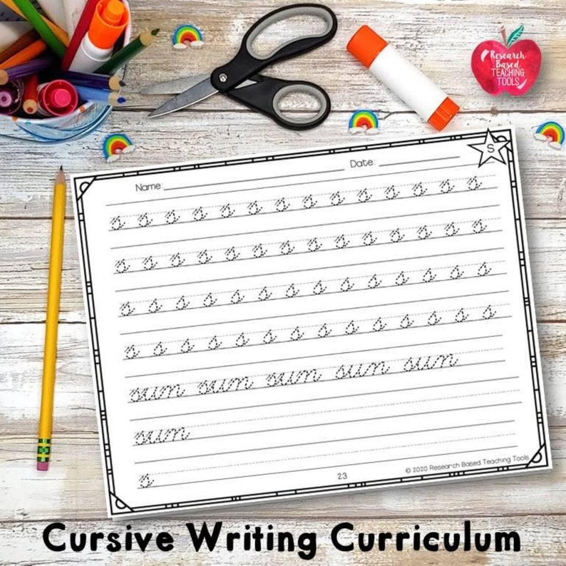 Cursive Writing Practice Worksheet Printable Workbook Script - Etsy