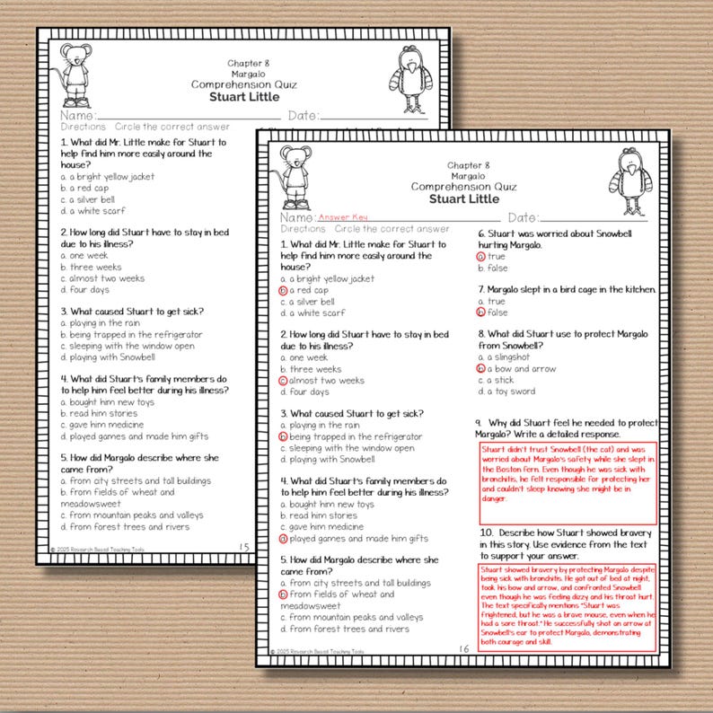 Stuart Little Novel Study Bundle | Quizzes, Journal, and Vocabulary ...